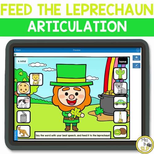 Digital Feed the Leprechaun Articulation -Boom Cards by Miss B SLP
