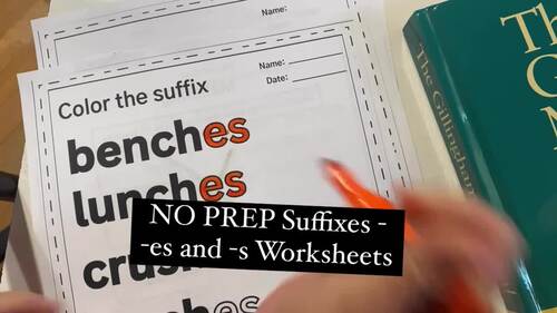 Suffixes S and ES Decodable Passage and Reading Comprehension + Worksheets