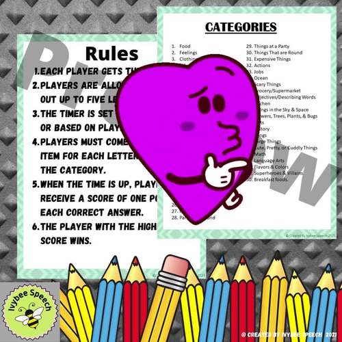 Categories Word Finding Naming Game and Worksheets by Ivybee Speech