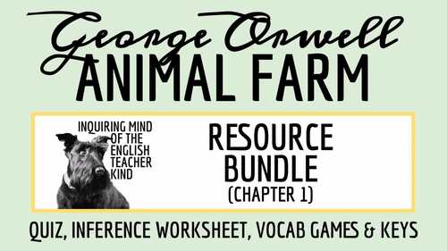 Animal Farm Chapter 1 Quiz, Inference Worksheet, and Vocabulary Games ...