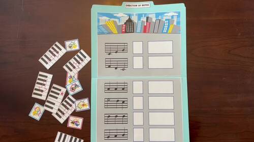 Direction of Notes on the Piano Sheet Music and Keys File Folder Activity
