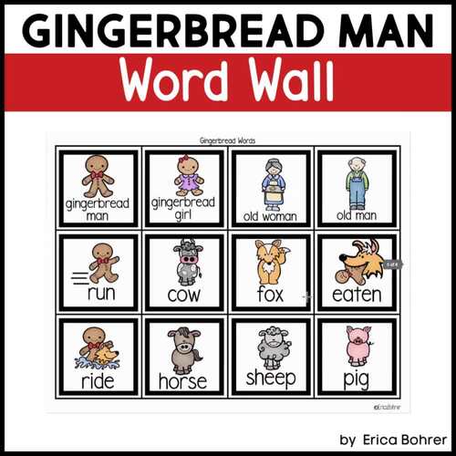 Gingerbread Words with Pictures | Gingerbread Word Wall for ENL and Primary