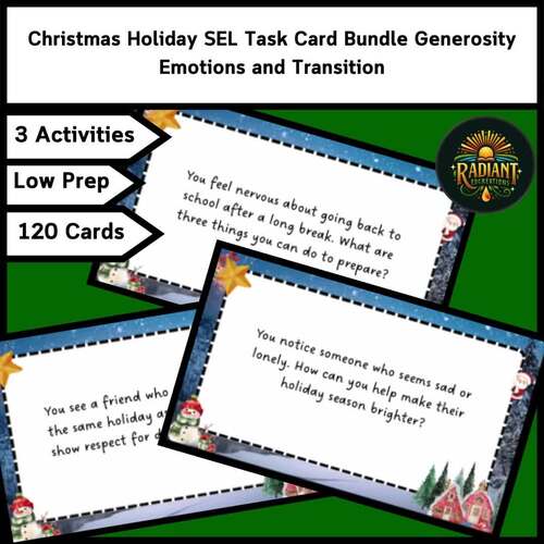 Christmas Holiday SEL Task Card Bundle Generosity Emotions and Transition