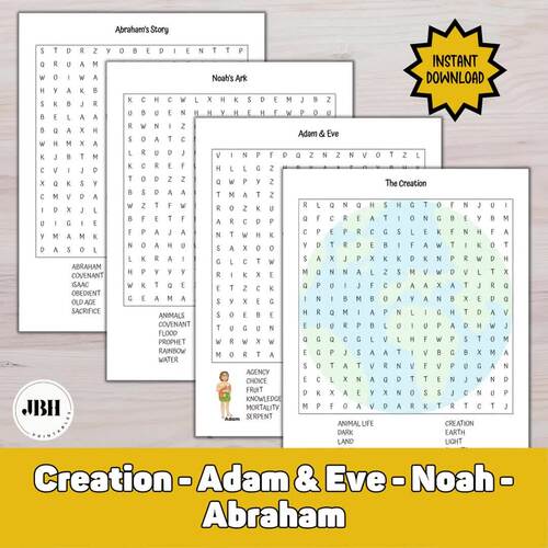Old Testament Bible Stories Word Search Bundle with 20 Word Searches ...