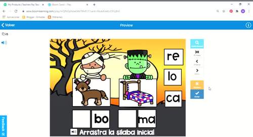 BOOM CARDS Halloween: Leer SÍLABAS INICIALES | Digital Reading Game in ...