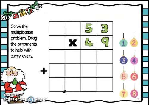 Christmas Double Digit Multiplication Standard form WITH regrouping ...