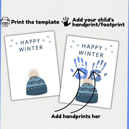 Winter Handprint Craft Template | Handprint Winter Craft | Winter ...