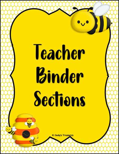 Bee Teacher Binder Section Labels *Editable* by Cindy's Treasures