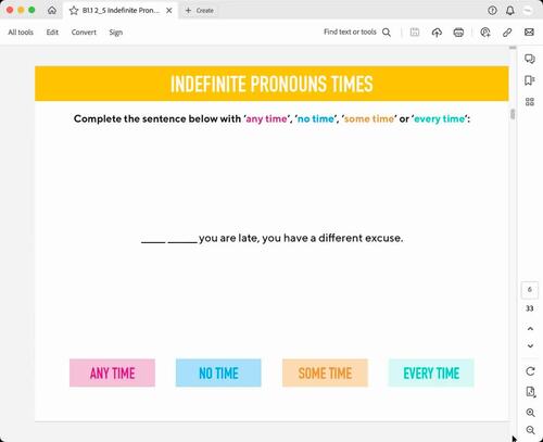 ESL Intermediate Lesson: Learn Indefinite Pronouns about Times | TPT