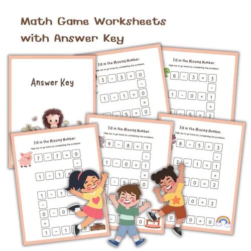 1 Digit Subtraction Missing Number Math Game Worksheets | Help Them Get ...