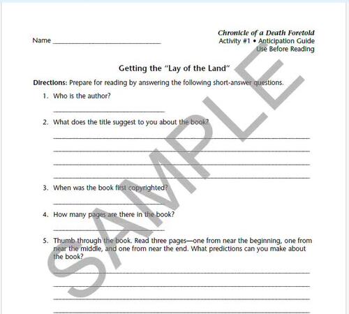 Chronicle of a Death Foretold Novel Units® Student Packet Novel Study