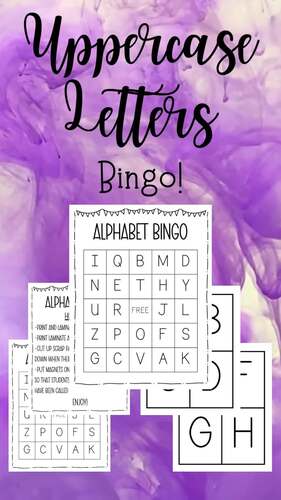 Uppercase Letters Bingo-30 Unique Boards, 1 Blank Board & Letter Cards!