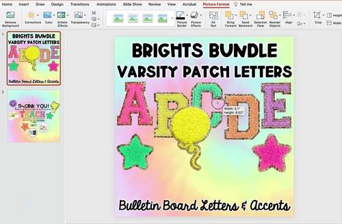 Brights Varsity Patch Letters & Accents Bulletin Board Bundle (PNG File)
