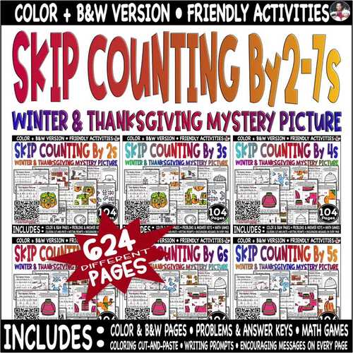 Skip Counting by 2, 3, 4, 5, 6, 7's | Thanksgiving Winter Picture ...