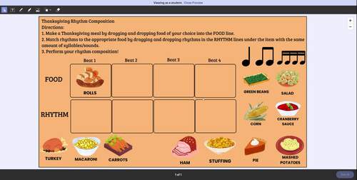 Thanksgiving Meal Rhythm Composition Cut & Paste with EASEL option! NO ...