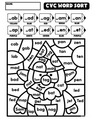 Seasonal Themed CVC Word Sort Fun: Coloring Activities Kindergarten ...