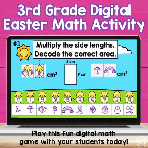 3rd Grade Easter Digital Math Activity and Center Area and Perimeter