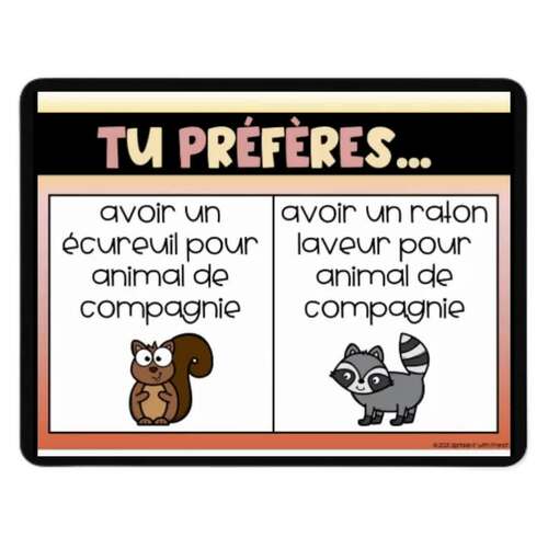 French Seasonal Tu préfères... Bundle French Seasonal Would You Rather ...