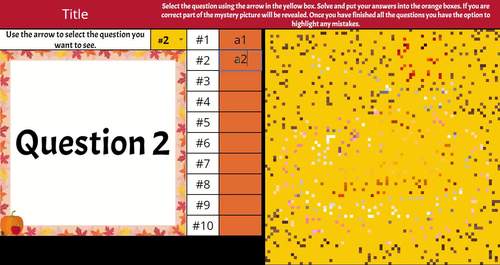 Thanksgiving Pixel Art Editable Mystery Pictures TEMPLATES for Google ...