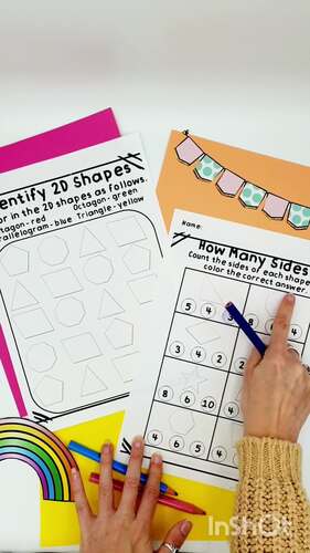 2D and 3D Shapes Worksheet Bundle Kindergarten 1st Grade 2nd Grade