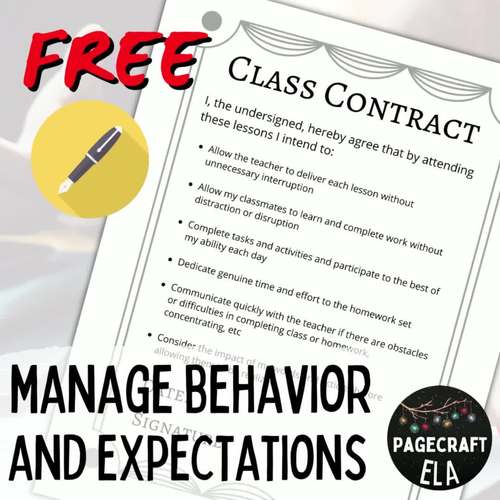 Printable Class Contract for Classroom Social and Behavior Expectations