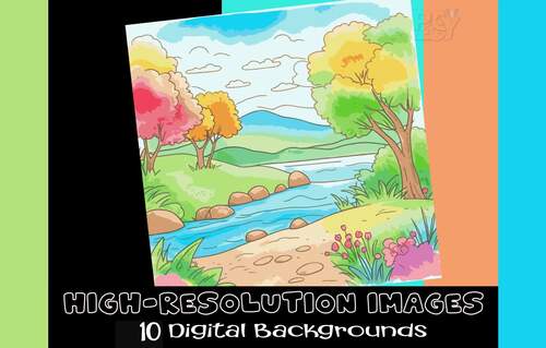 10 High Resolution Printable Watercolor Landscape Backgrounds | TPT
