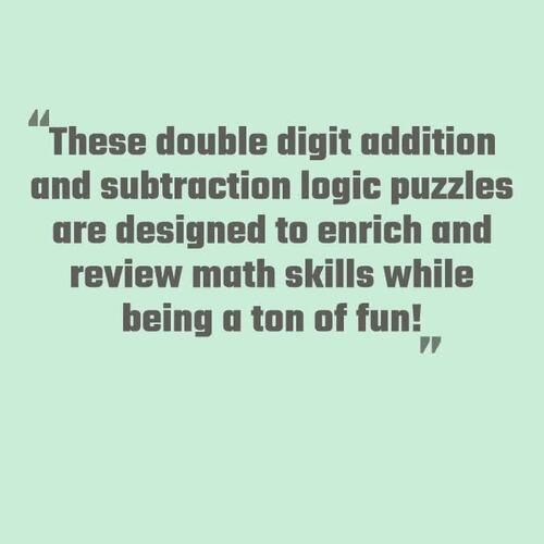 Math Logic Puzzle Enrichment Double Digit Addition 144 Puzzles Bundle