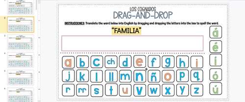 50 EDITABLE Spanish COGNATE Digital Drag & Drop Activities - Distance ...
