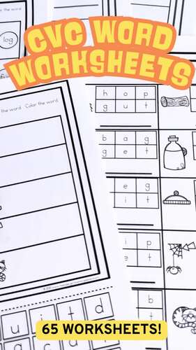 CVC Worksheets: No Prep CVC Words Worksheets-See It! Say It! Spell It!