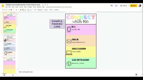 Teacher Contact Cards for Parents | EDITABLE Meet the Teacher | TPT