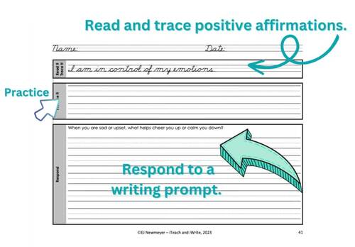 Cursive Handwriting Practice with Affirmations & Writing Prompts