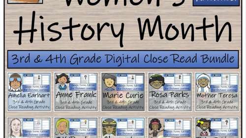 Womens History Month Close Reading Bundle Digital & Print | 3rd & 4th Grade