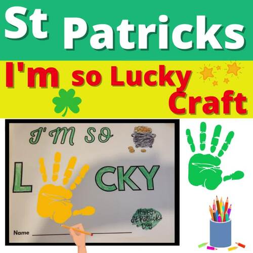 St Patricks Day Craft Hand Print Activity Art Low Prep by DadsDesigns