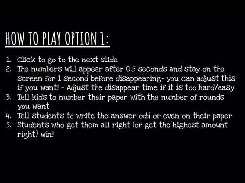 Place Value: Fun Odd and Even Numbers APPEARING/DISAPPEARING PPT GAME