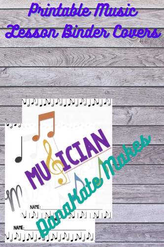 Printable Music Lesson Binder Covers in black and white and color