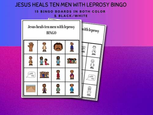 Jesus heals 10 men with leprosy Bingo Set for Kids by Printables by Westen
