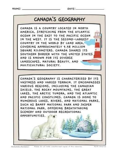 Canada Study GROWING Bundle Reading Writing Research Activities | TPT