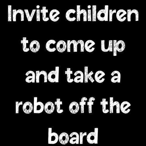 Count and Subtract Robot Color Game for Circle Time called Toy Shop