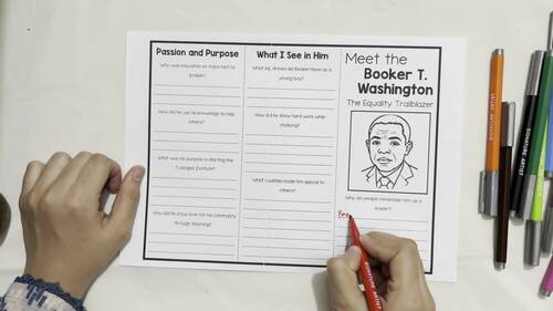 Booker T Washington Black History Month Craft Writing Reading Comprehension