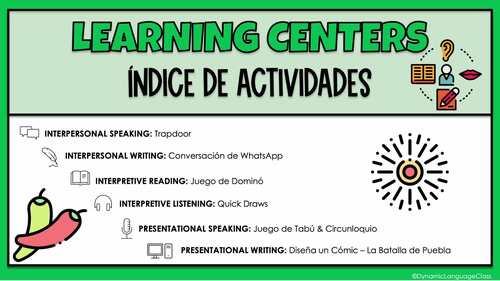 Cinco de Mayo Activities & Games. Centers for 3 Modes of Communication