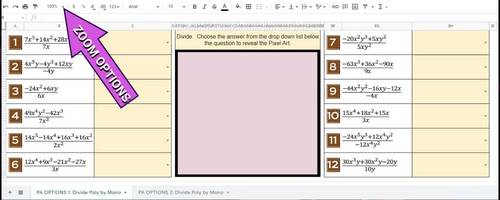 PIXEL ART: Divide Polynomials by Monomials DISTANCE LEARNING | TPT