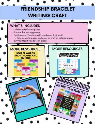 Friendship Bracelet Writing Craftivity - Engaging Writing Prompts & Craft