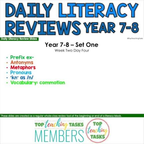 Daily Literacy Review For Year 7-8 - Daily Language Practice - Grammar ...