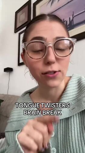 Tongue Twister Brain Break- 50+ Tongue Twisters on Slides and Spinners
