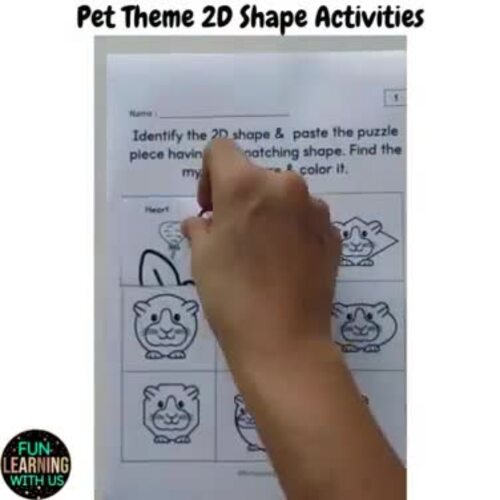 FREE Pets 2D Shapes Task Cards Puzzle Math Centers for Kindergarten ...