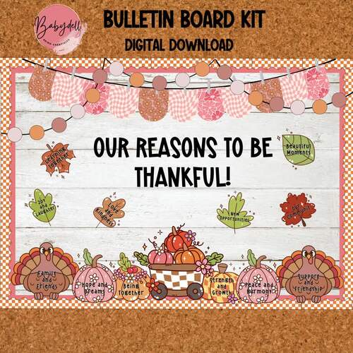 Thanksgiving Growth Mindset Bulletin Board Kit | Fall Classroom Door Decor