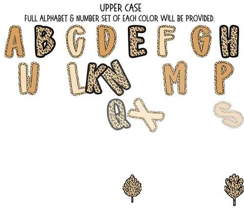 Fall cheetah Alphabet Bundle PNG, Thanksgiving alpha doodle letters for ...