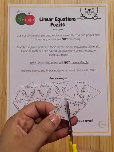 Writing Linear Equations using Two Points Holiday Math Puzzle Activity