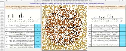 Digital Math Pixel Art | Mystery Picture 4th Grade 4.MD.4 - Line Plots