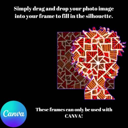 Canva Frames-BLACK WOMEN PORTRAITS-10 Editable Drag & Drop Silhouette ...